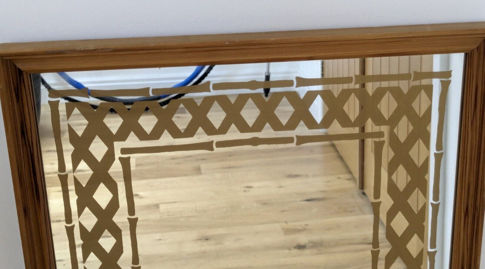 Vintage Mirror Bamboo Ivy Design Brown Green Wood Frame 38in/97cm X ...