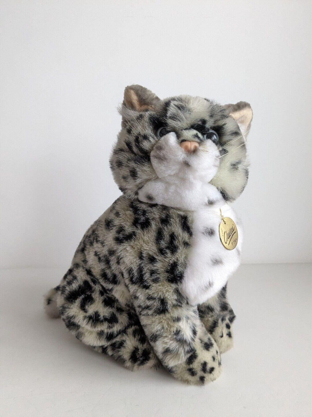 Vintage Plush Dakin Soft Toy Snow Leopard 1989 Black Grey White 12in ...