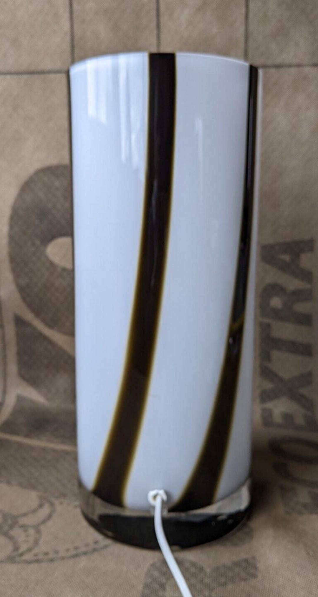 Vintage Cylinder Lamp Murano Glass Zebra Striped Designed by Volux ...