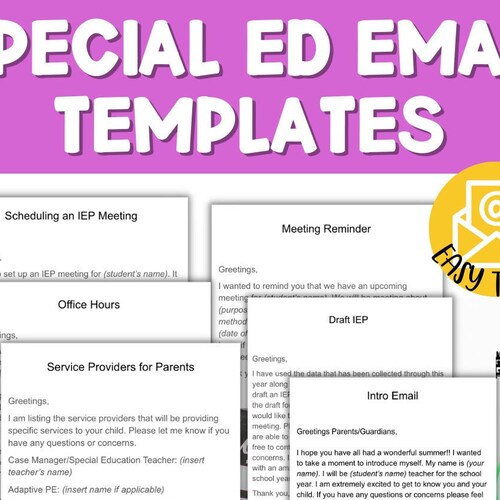 Special Education Teacher Email Templates Sped Autism - Etsy
