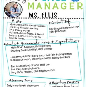 Special Education Forms Meet the Teacher Case Manager IEP Back to ...