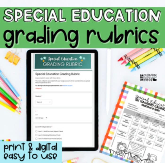 Easy Grading Rubric Special Education Special Needs Grading Scale for ...