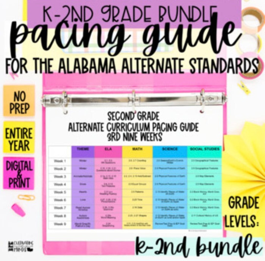 Alabama Alternate Achievement Standards Curriculum Pacing Guide K-2 - Etsy