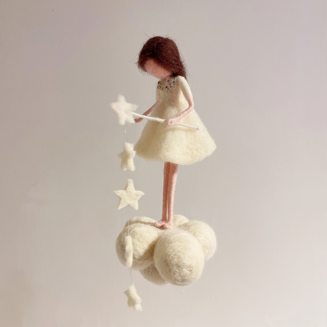 Needle Felted Angel Figure Wishing Elf Girl Star Stick Home - Etsy