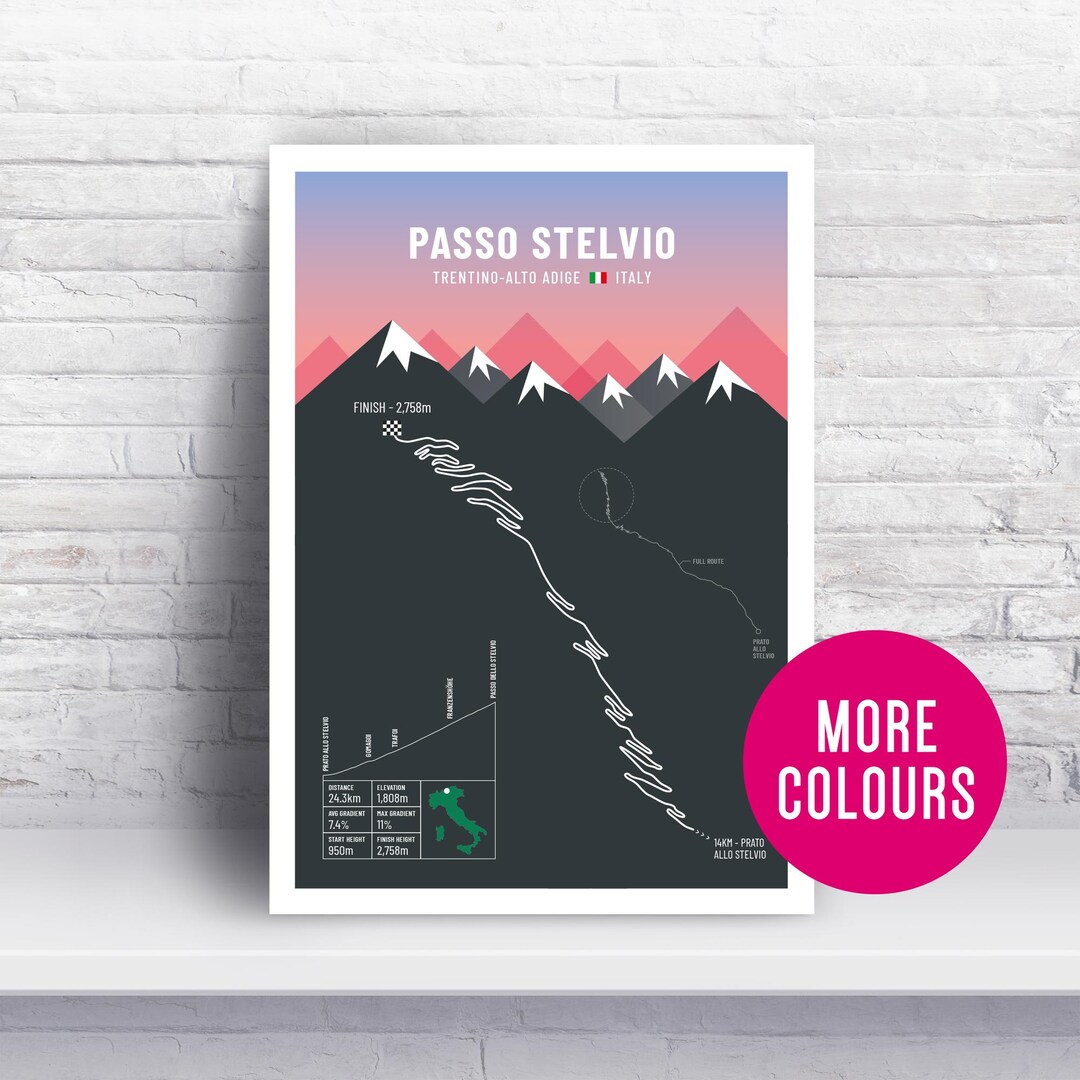 Stelvio Pass Print - Passo Stelvio Poster - Giro D'italia Cycling Climb ...
