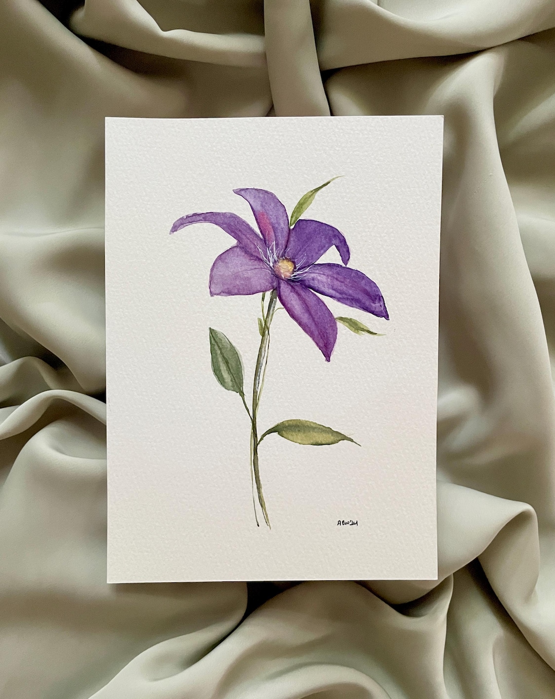CUSTOM Single Flower Painting Watercolor Floral Art Gift for Mom ...