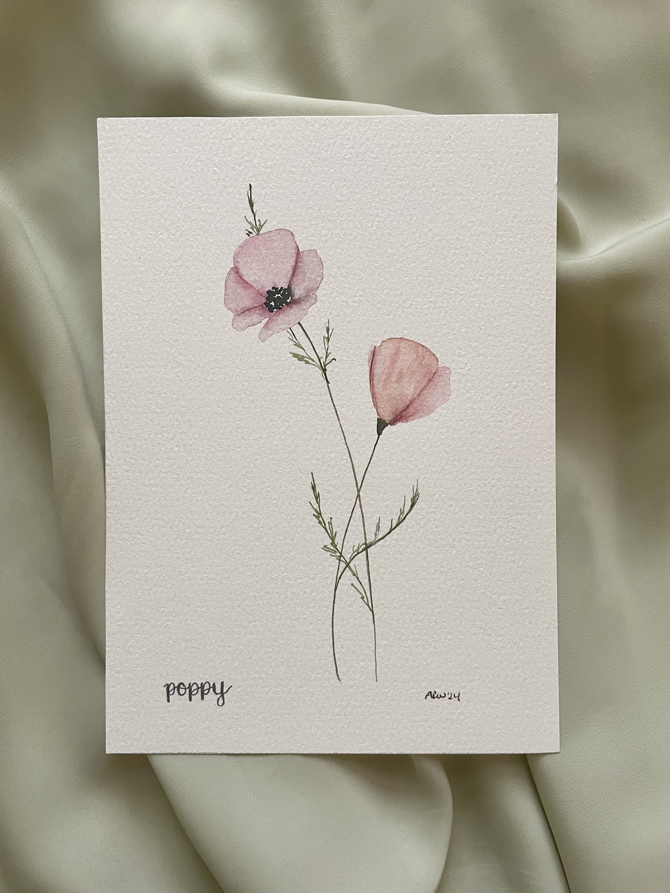 Hand Painted ORIGINAL Poppy Artwork, Watercolor, 5x7, Floral Wall Decor ...