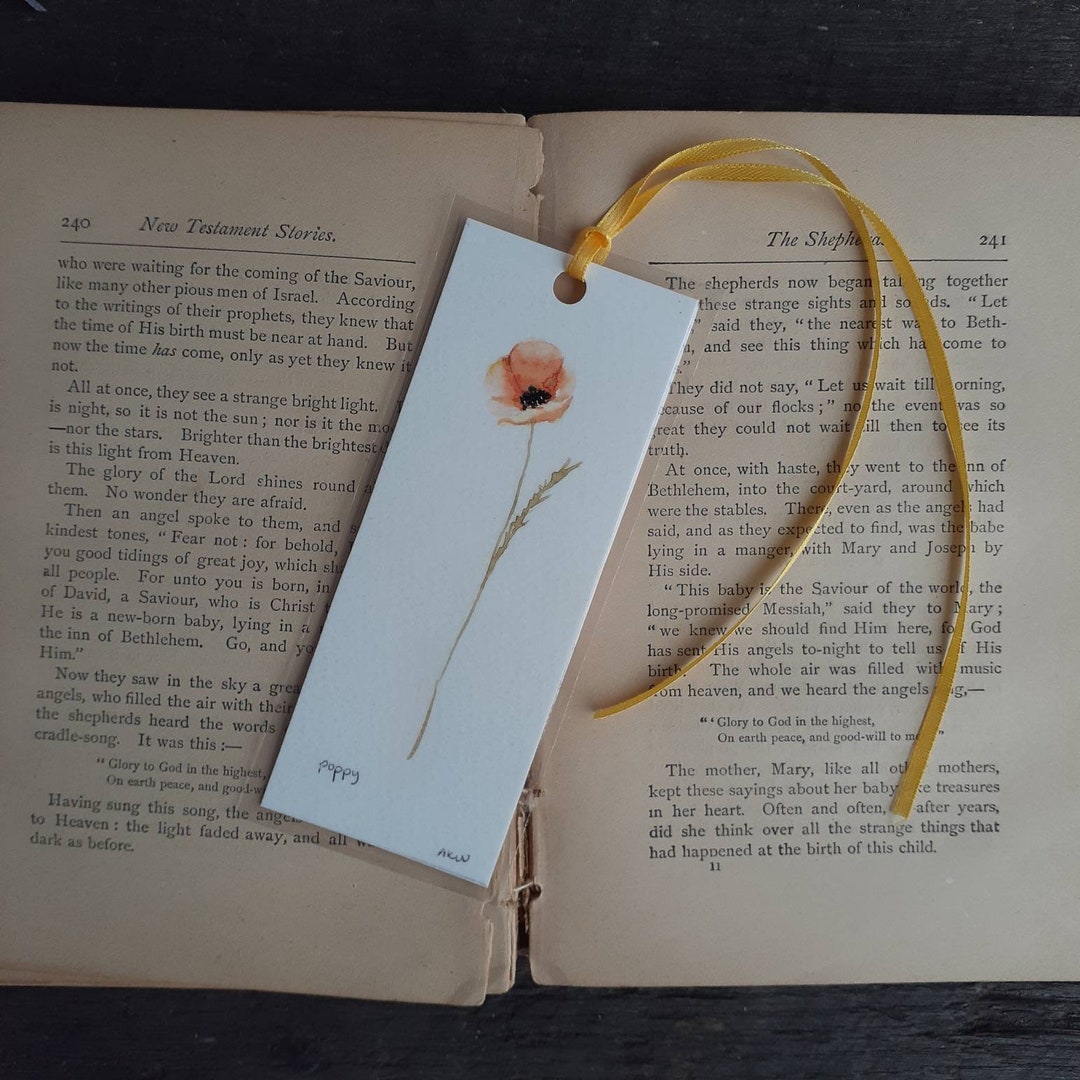 Hand Painted Original Poppy Bookmark Poppy Floral Bookmark - Etsy