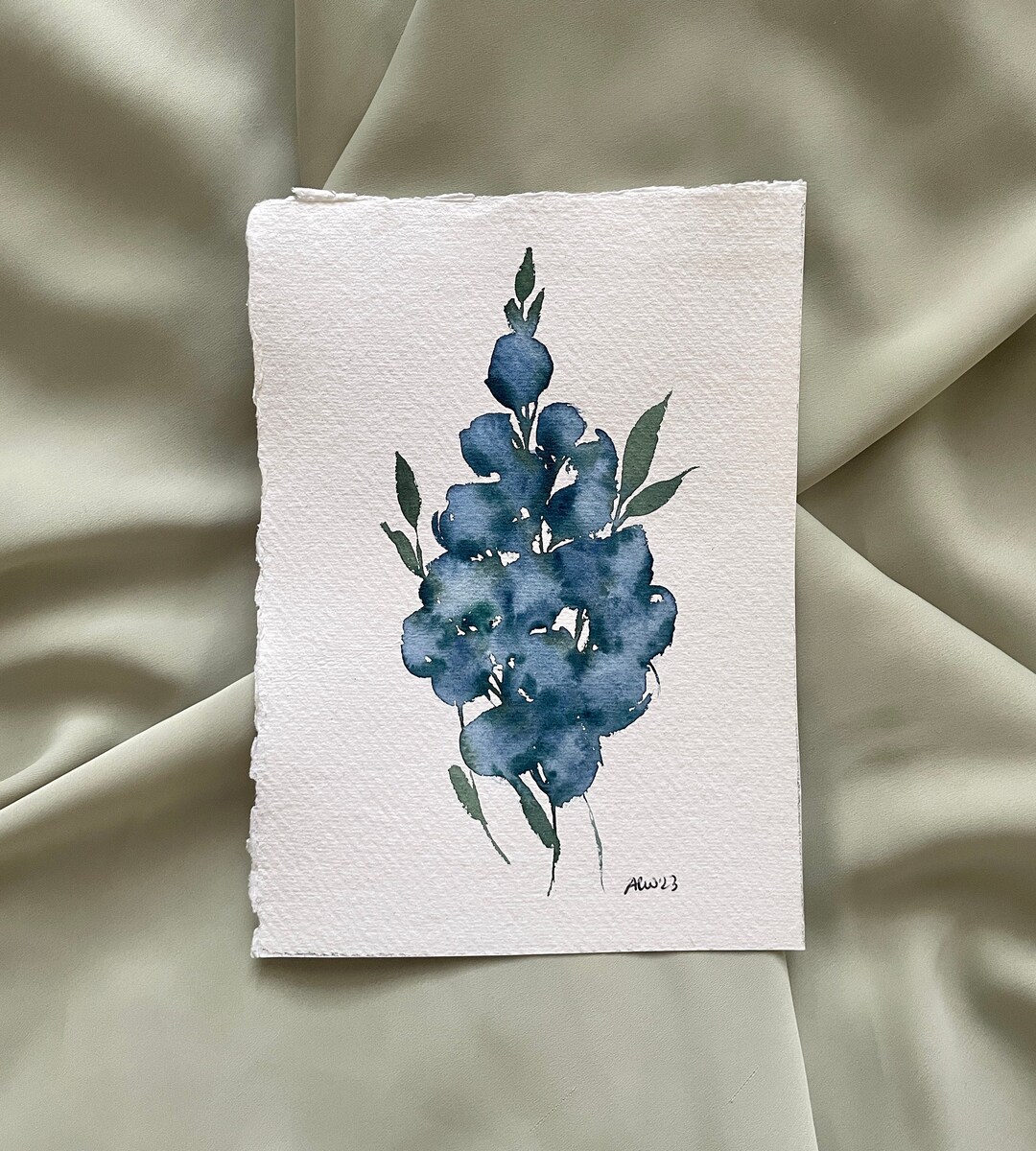 ORIGINAL 5x7 Delphinium Painting, Watercolor Floral Art, Wall Decor ...