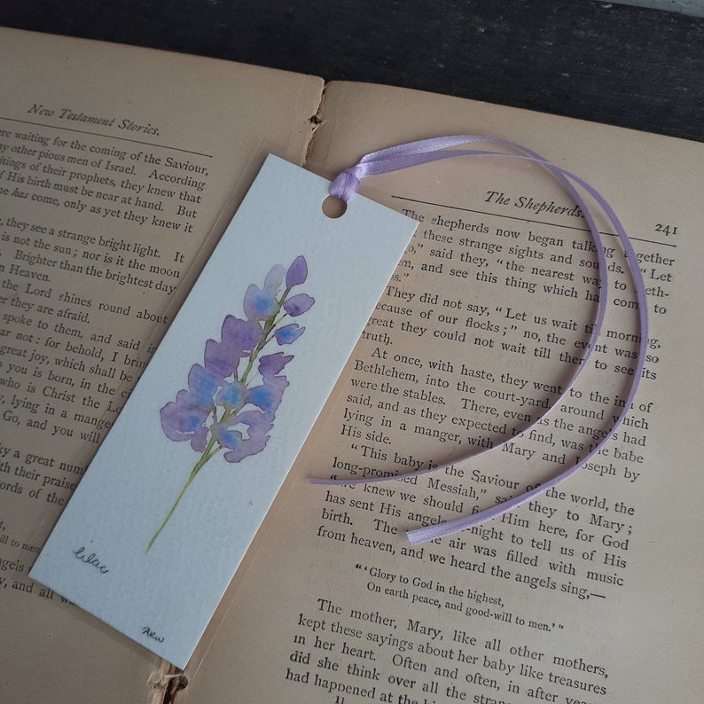 Lilac Bookmark Bookmark Lilac Watercolor Florals Flowers - Etsy
