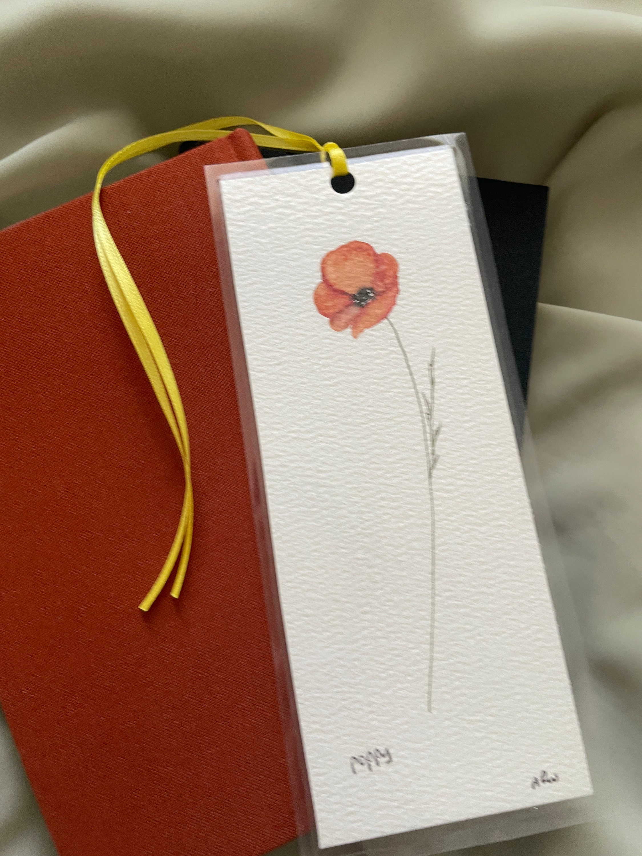 Hand Painted, Original Poppy Bookmark, Poppy, Floral Bookmark, Orange ...