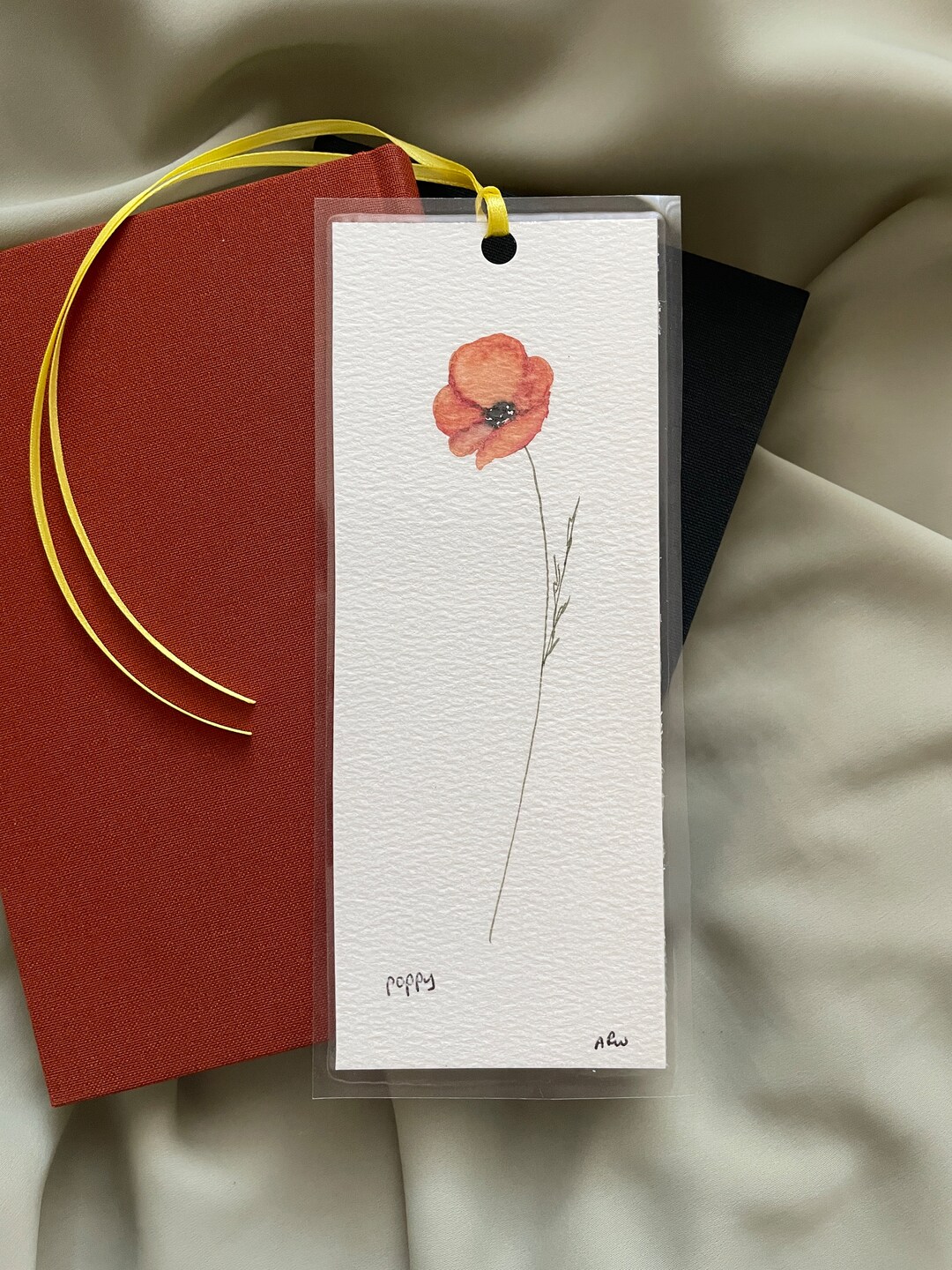 Hand Painted, Original Poppy Bookmark, Poppy, Floral Bookmark, Orange ...