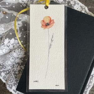 Hand Painted, Original Poppy Bookmark, Poppy, Floral Bookmark, Orange ...