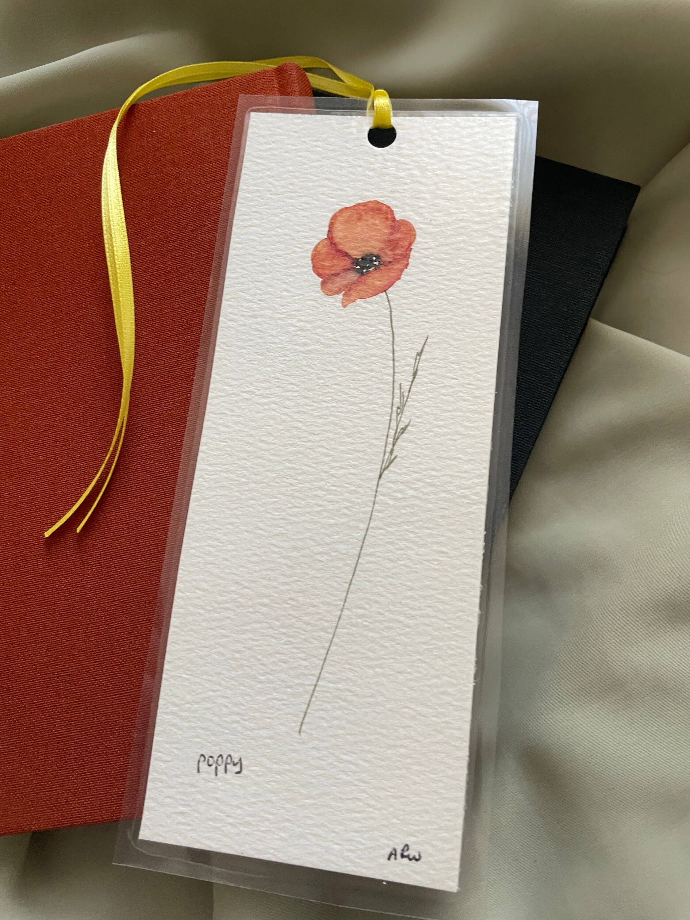 Hand Painted, Original Poppy Bookmark, Poppy, Floral Bookmark, Orange ...