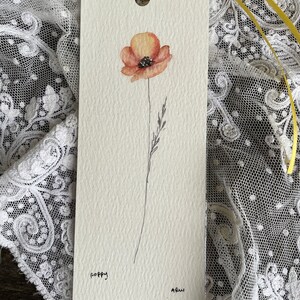 Hand Painted, Original Poppy Bookmark, Poppy, Floral Bookmark, Orange ...