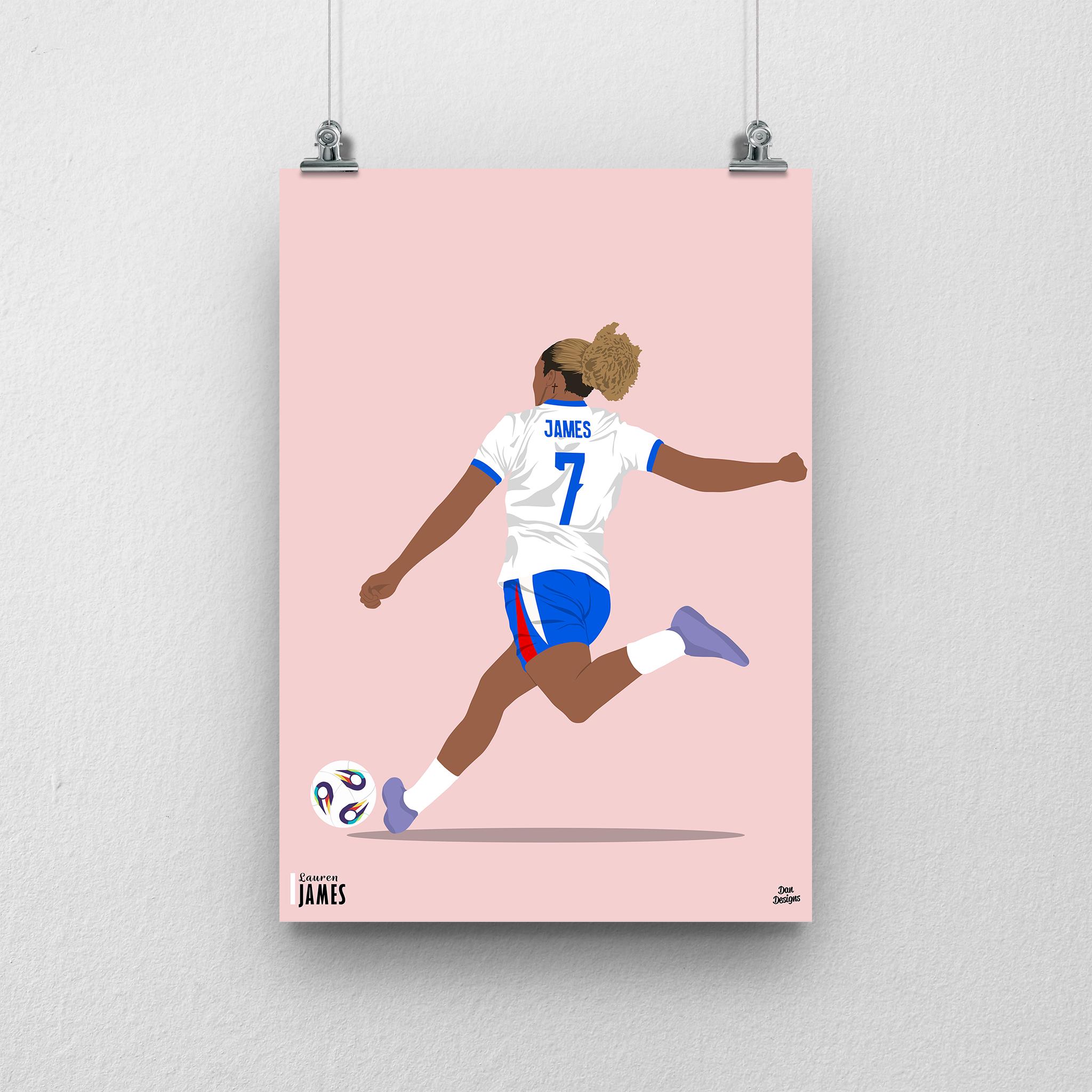 Lauren James England Lionesses Poster, Women’s Football Print, Euro ...