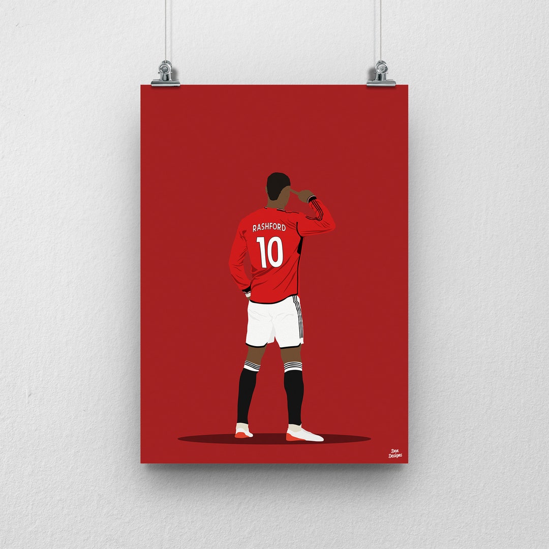 Marcus Rashford Poster Man Utd Football Poster Red Home Kit - Etsy