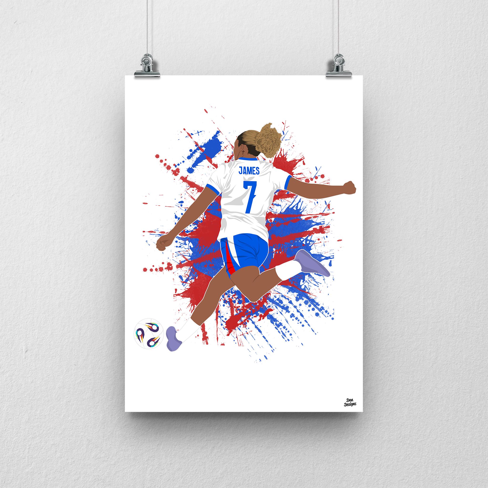 Lauren James England Lionesses Poster, Women’s Football Print, Euro ...