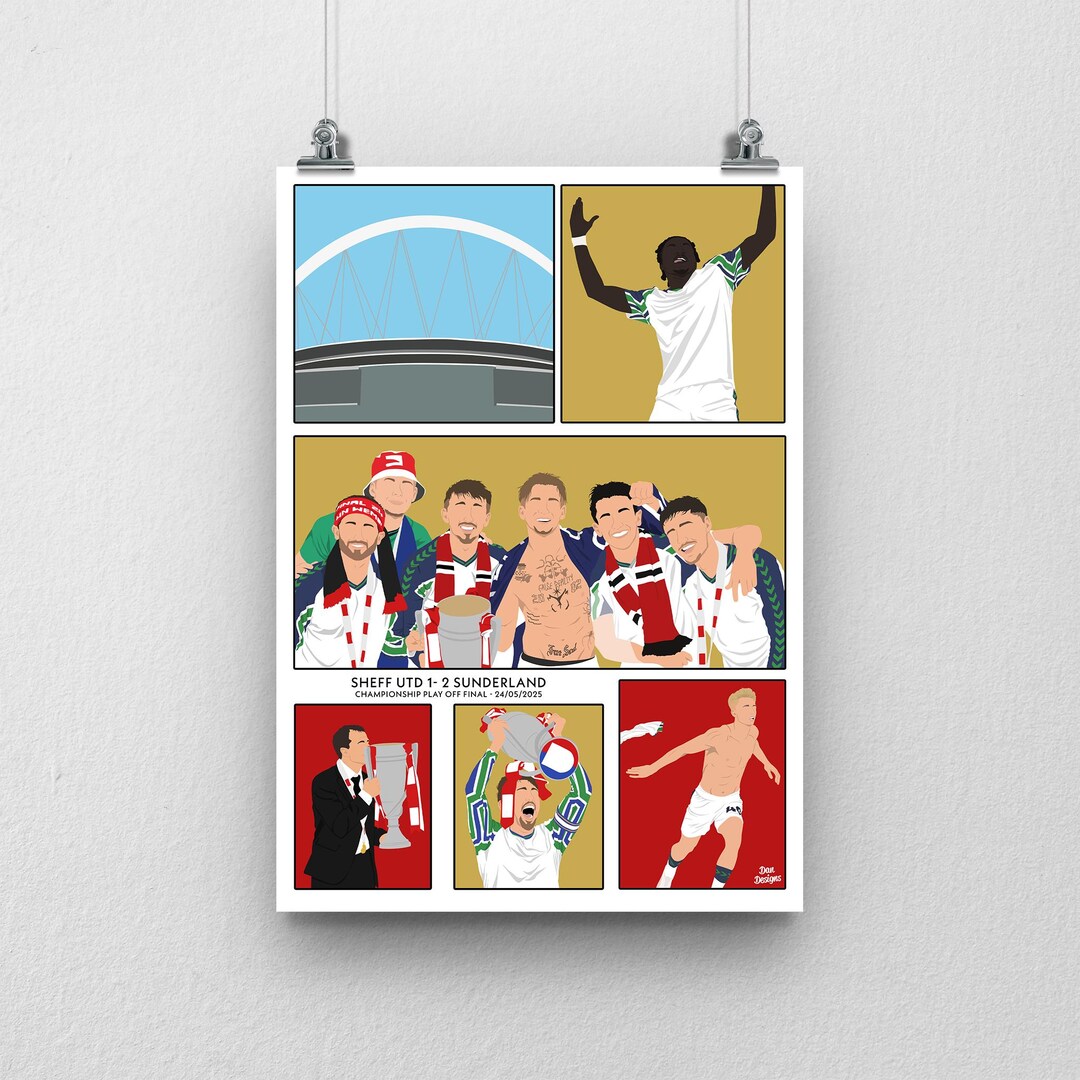 Sunderland Play-off Final Victory Poster: Wembley 2025 Football Art - Etsy