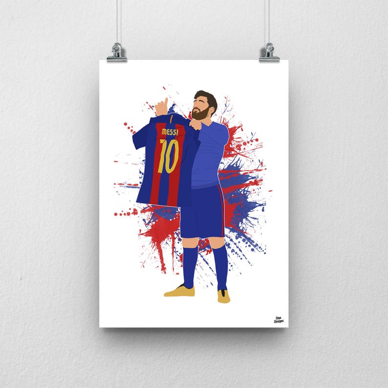 Leo Messi Poster - Barcelona Shirt Football Poster - Etsy