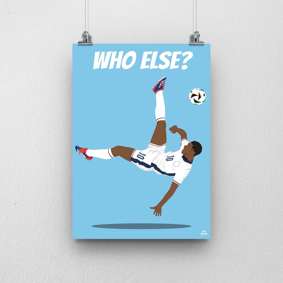 Jude Bellingham Overhead Kick Goal Print England - Euro 2024 Football ...