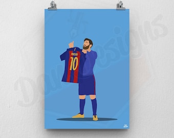 Lionel Messi Poster FC Barcelona Poster El Clasico Football Wall Art ...