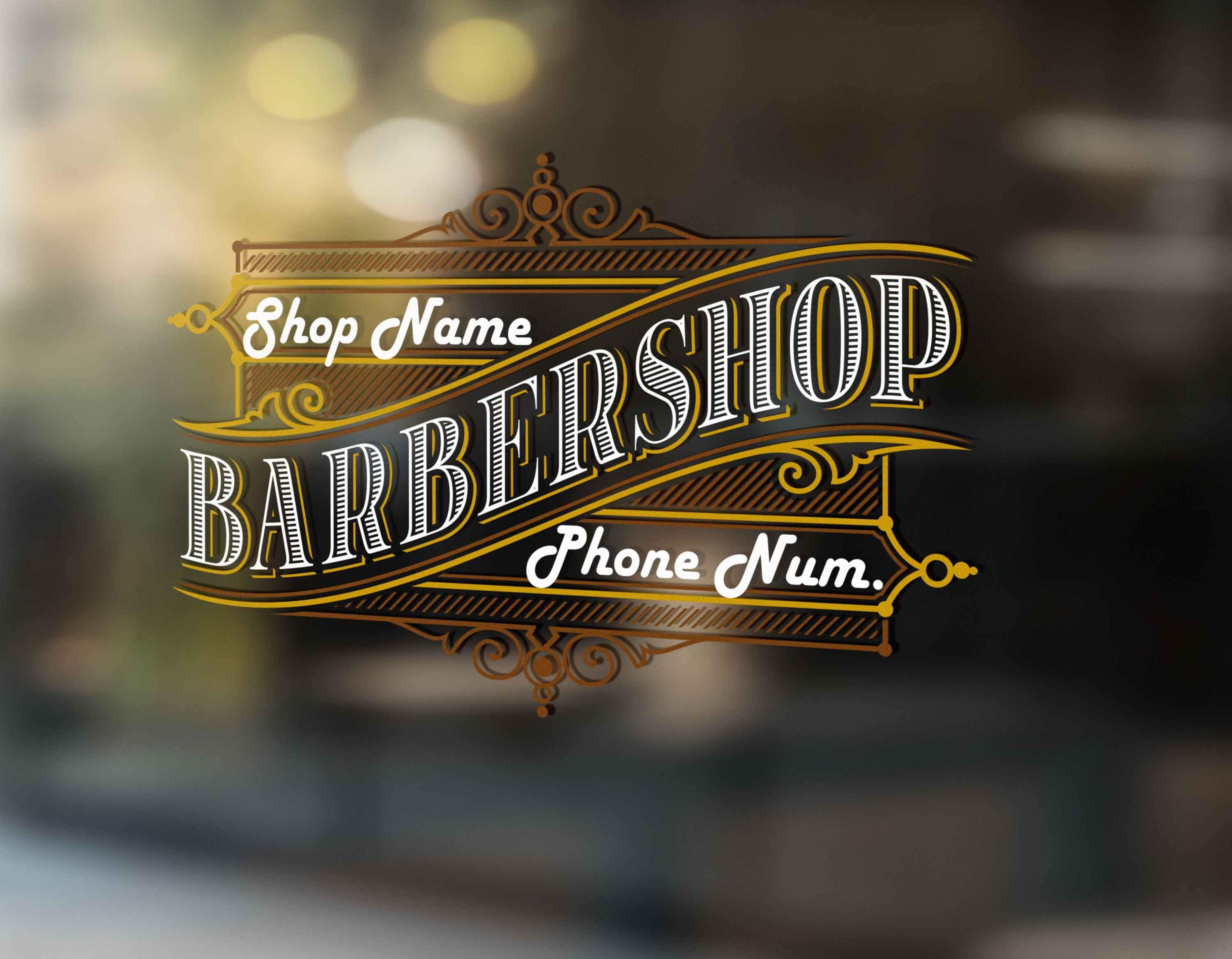 Personalized Barber Logo, Barber Shop Storefront Decal, Window Sticker ...