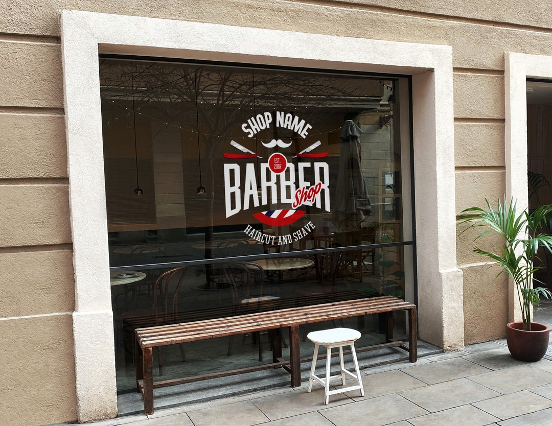 Men's Hairdresser Window Decal, Personalized Barber Logo, Barber Shop ...