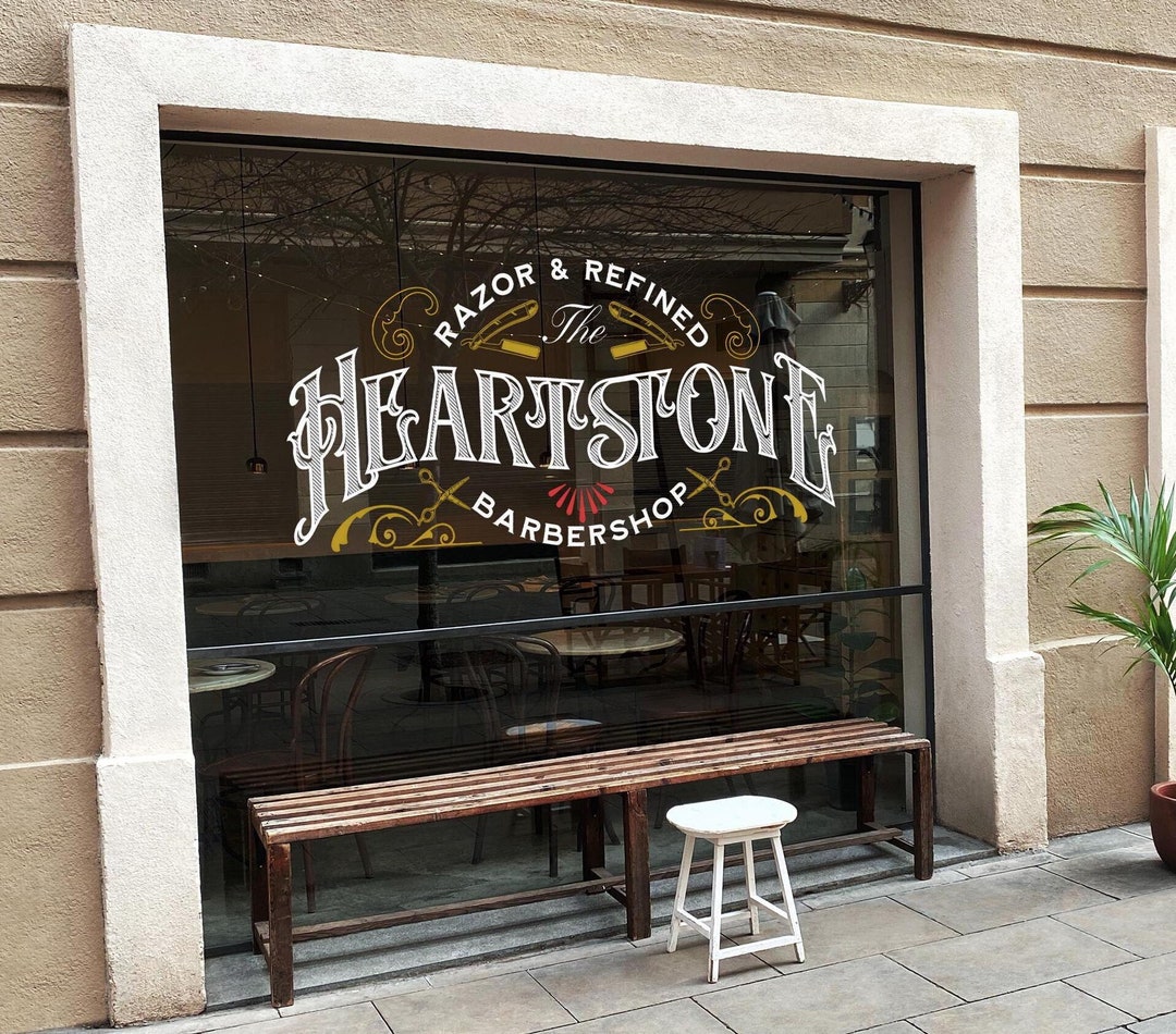 Personalized Barber Logo, Men's Hairdresser Window Decal, Window ...