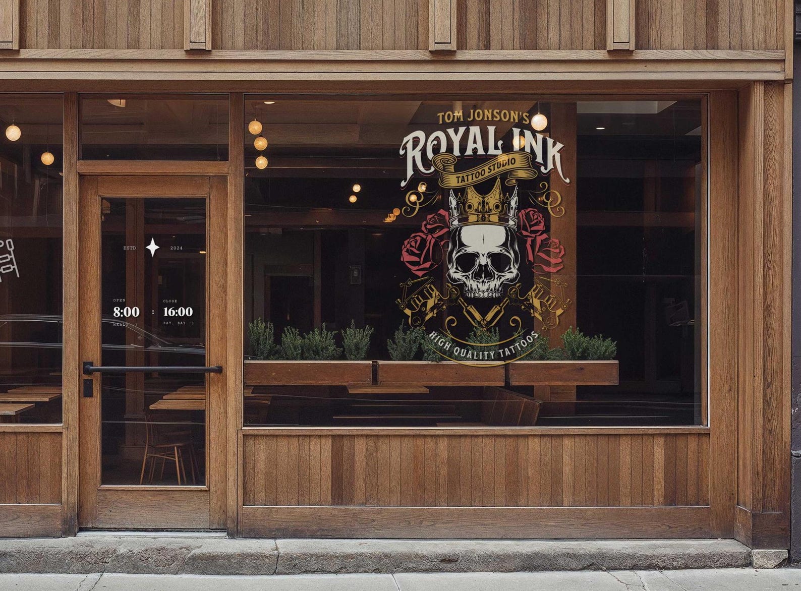 Custom Window Decal for Tattoo Studios – Elegant Vintage Style ...