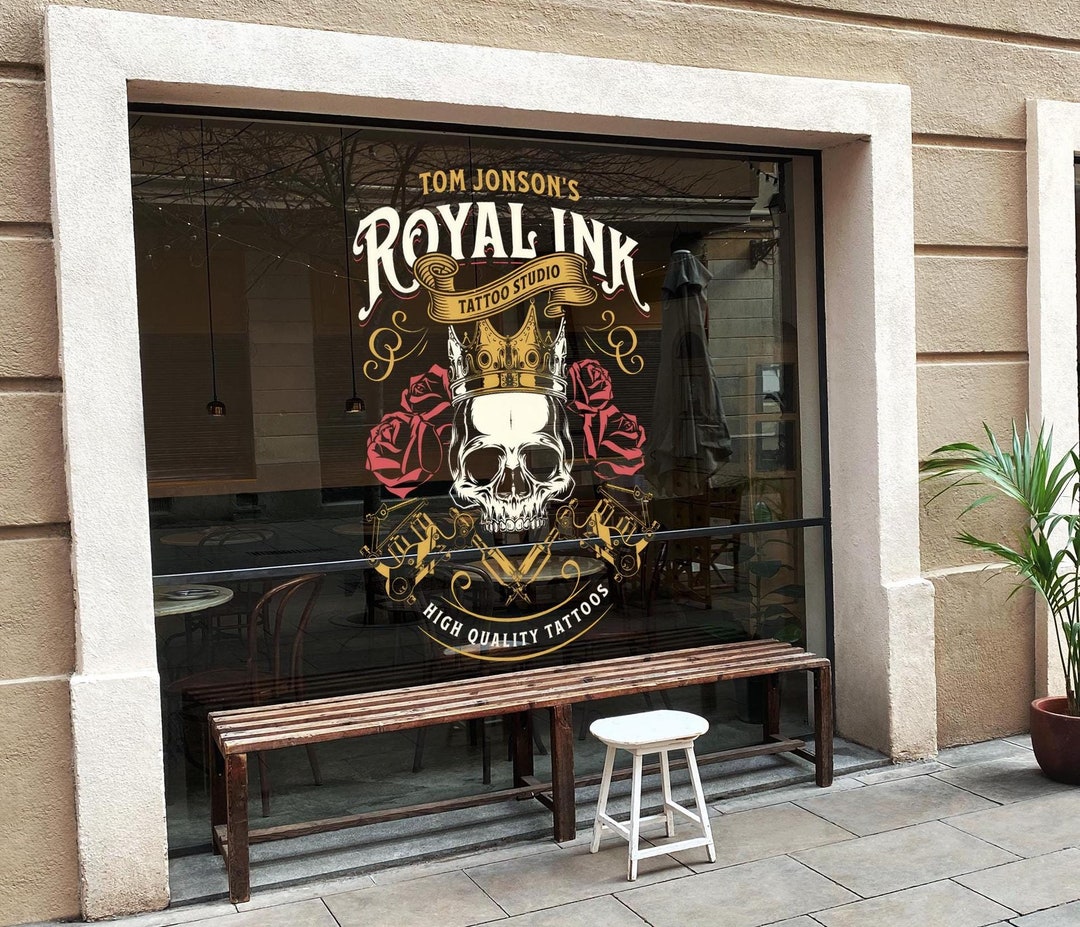Custom Window Decal for Tattoo Studios – Elegant Vintage Style ...