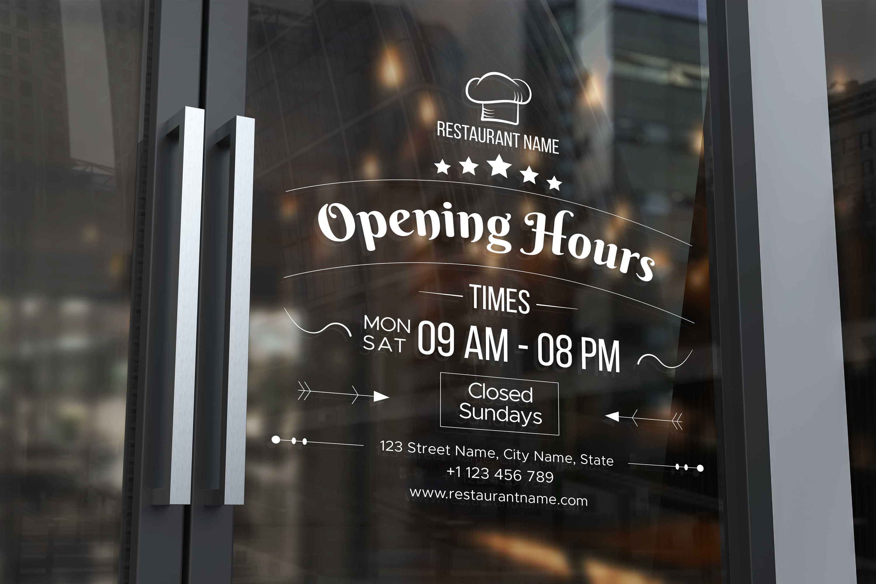 Custom Opening Times Decal, Personalized Restaurant Window Sticker ...