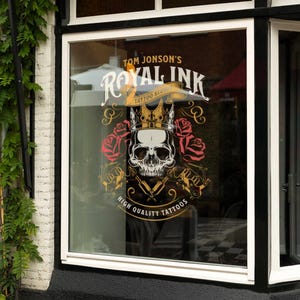 Custom Window Decal for Tattoo Studios – Elegant Vintage Style ...