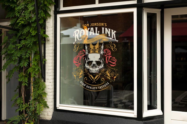Custom Window Decal for Tattoo Studios – Elegant Vintage Style ...