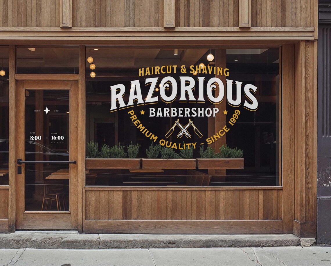 Custom Barbershop Window Decal – Personalized Premium Quality Vinyl ...