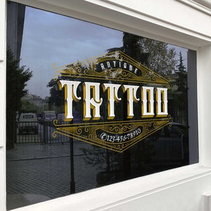 Tattoo Studio Storefront Decal, Tattoo Shop Custom Decal, Window ...