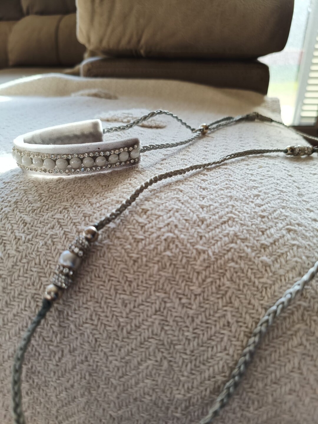 Dog Show Lead Silver, Pearl Dog Show Grey and Silver, Handmade Dog Show ...