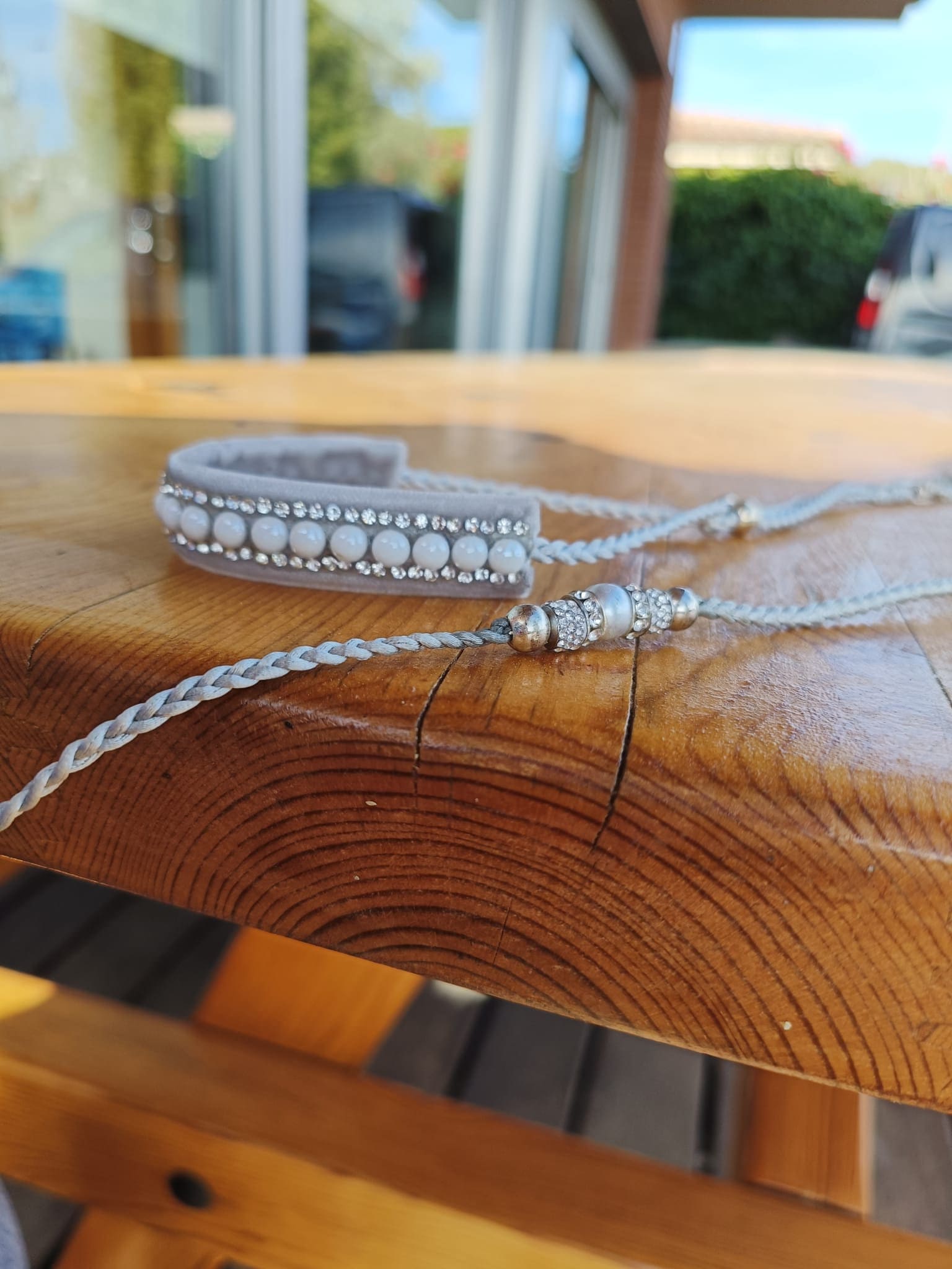 Dog Show Lead Silver, Pearl Dog Show Grey and Silver, Handmade Dog Show ...