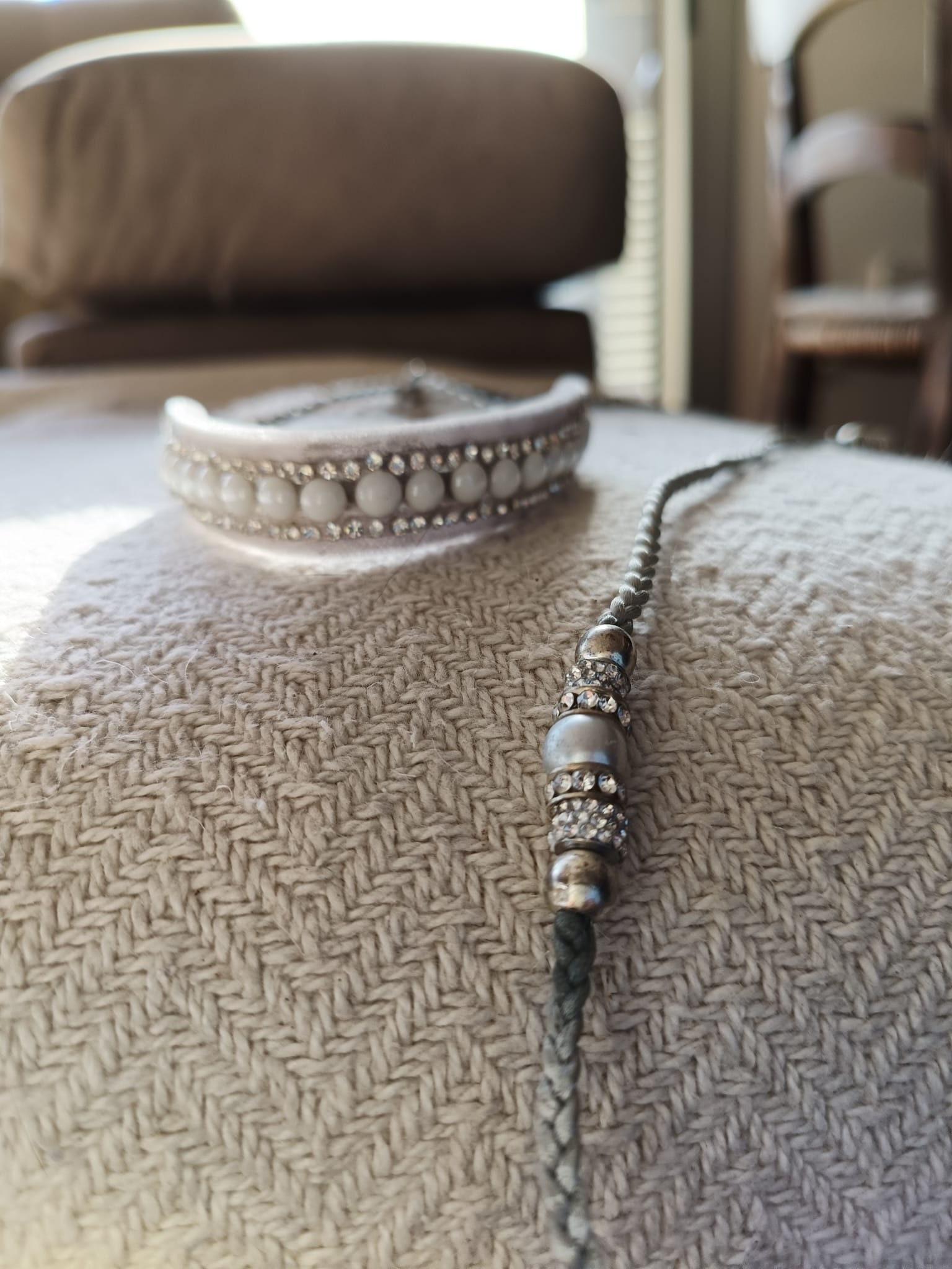 Dog Show Lead Silver, Pearl Dog Show Grey and Silver, Handmade Dog Show ...