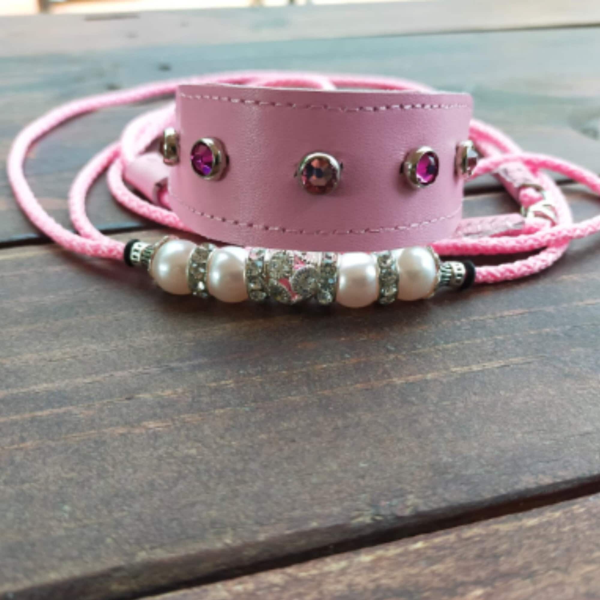 Pink Dog Show Lead , Handmade Dog Show Leads, All-in-one Lead, Lead ...