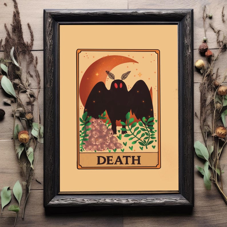 Mothman Tarot - Death Print | Cryptids - Etsy