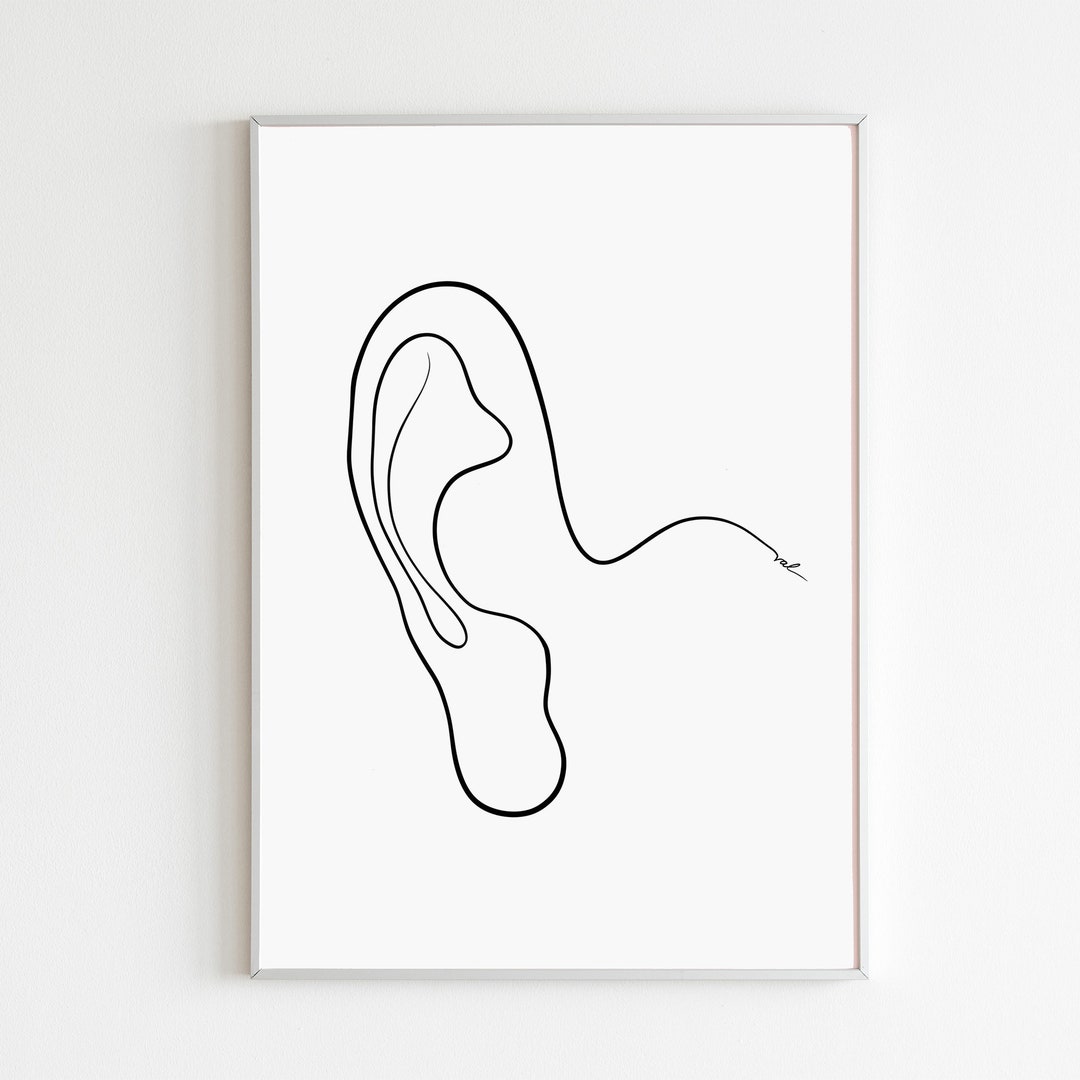 Human Ear Anatomy Art Print, Outer Ear Wall Art, Hearing Office Decor ...