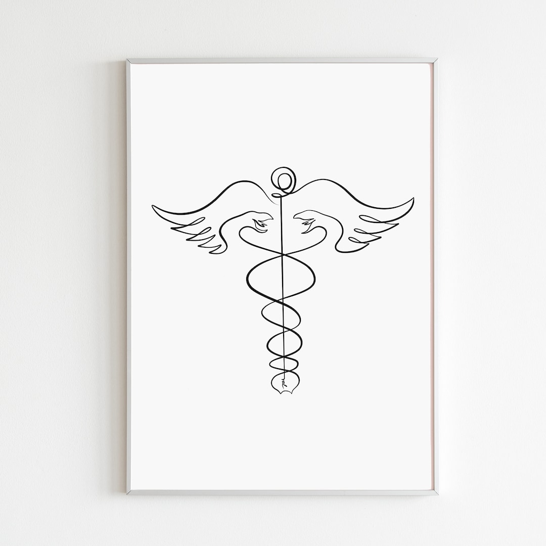 Caduceus Art Print, Medical Symbol Wall Art, Nurse Office Decor ...