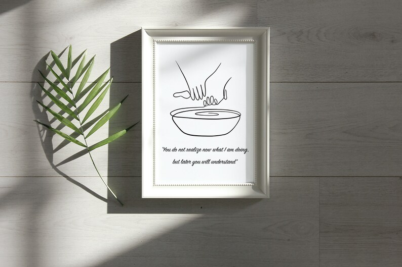 Washing the Feet Print, Bible Verse Artwork, Maudy Thursday Wall Decor ...