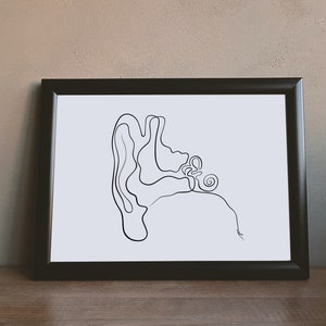 Ear Anatomy Art Print, Audiology Wall Art, Cochlea Art, Abstract Ear ...