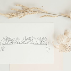 Last Supper Wall Art Modern Christian Line Art the Last Supper One Line ...