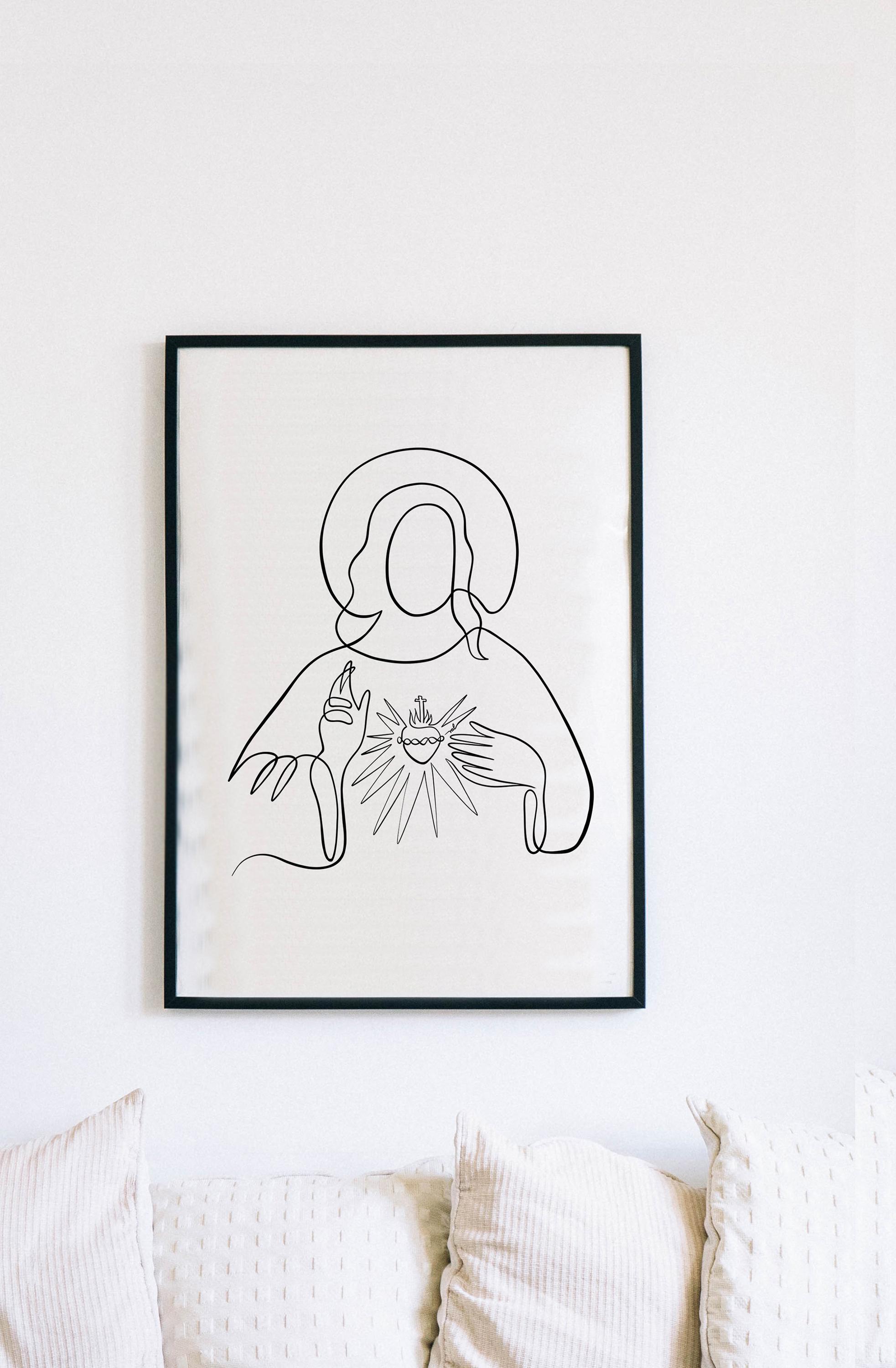 Sacred Heart of Jesus Art Print, Divine Mercy Printable, Modern ...