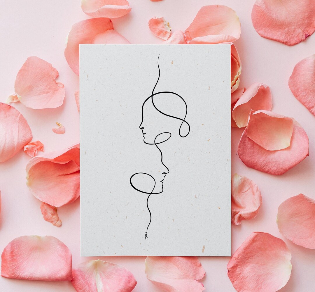 Couple One Line Art Printable, Minimalist Romantic Wall Decor ...