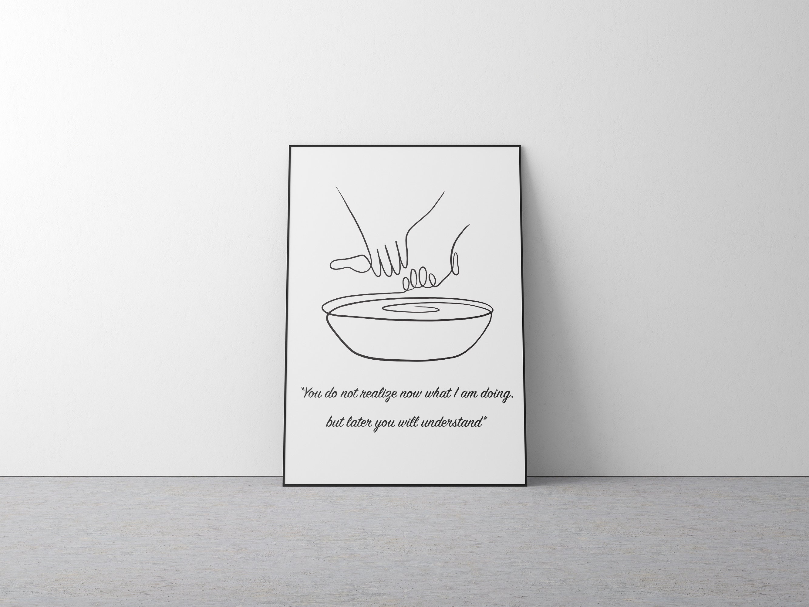 Washing the Feet Print, Bible Verse Artwork, Maudy Thursday Wall Decor ...