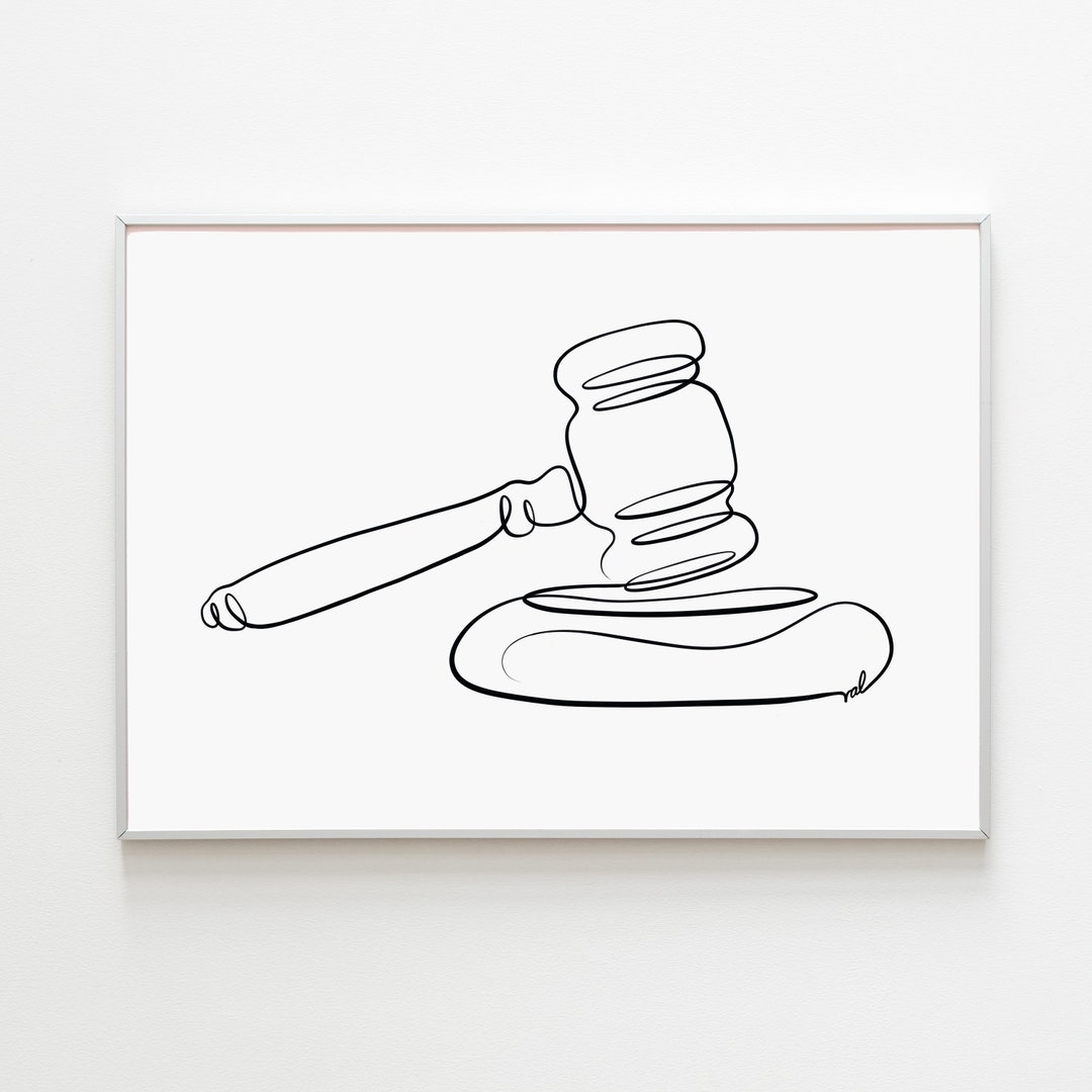 Legal Wall Art Printable, Minimalist Lawyer Office Decor, Single Stroke ...